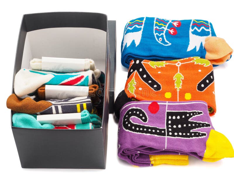 Stack of Socks in the Box Isolated on White Background. Stock Photo ...