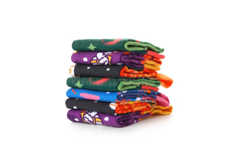 Stack of Socks Isolated on White Background Stock Photo - Image of ...