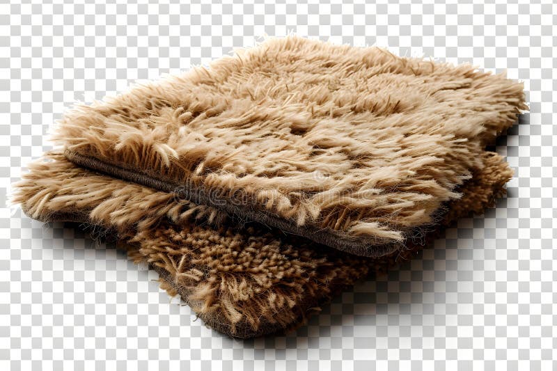 Stack of Soft Beige Shaggy Rugs Transparent Background Stock ...