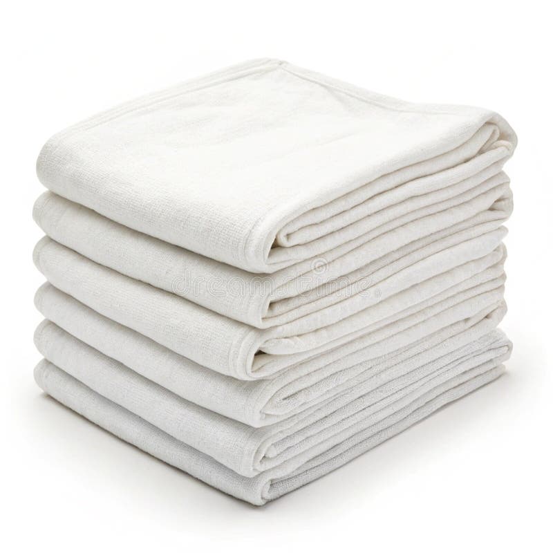 Stack of Clean White Cloths Isolated on White Background Stock ...