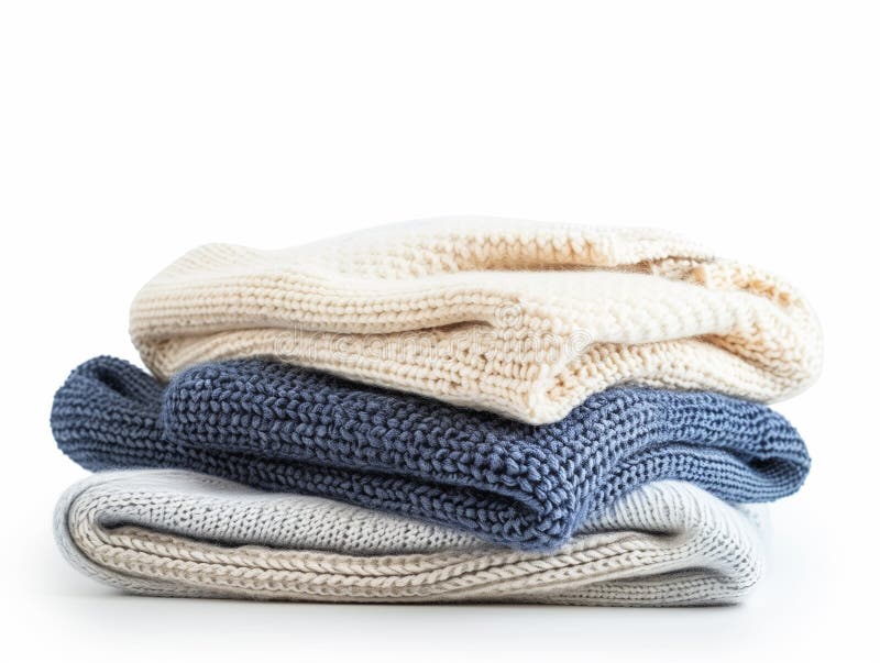 A Stack of Soft, Knitted Sweaters in a Neutral Color Palette. the Image ...
