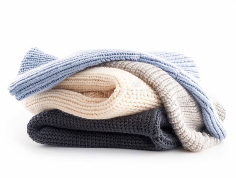 A Stack of Soft, Knitted Sweaters in a Neutral Color Palette. the Image ...
