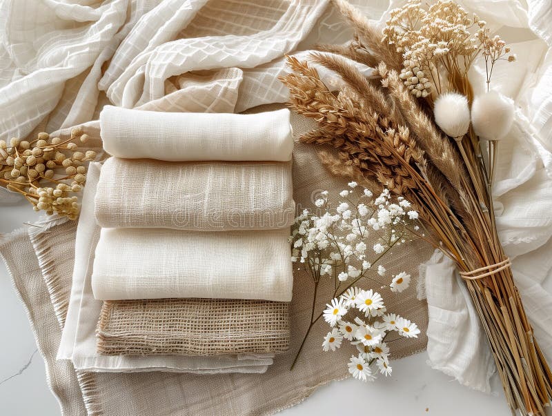 A Stack of Soft, Linen Pillows in Various Sizes and Textures, Creating ...