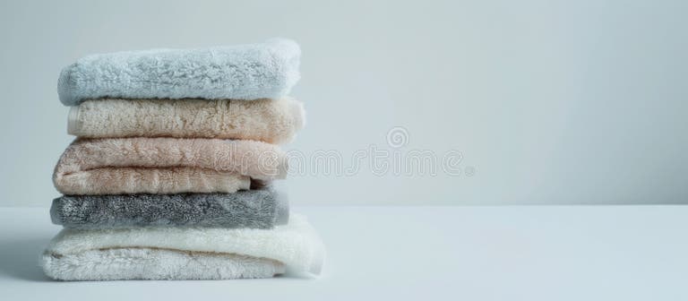 Stack of Soft, Neutral Colored Bath Towels Stock Photo - Image of ...