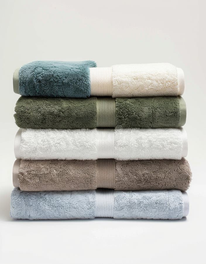 Stack of Soft, Neutral Colored Bath Towels Stock Image - Image of fresh ...