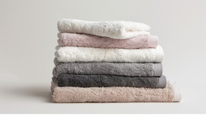 Stack of Soft, Neutral Colored Bath Towels Stock Image - Image of ...