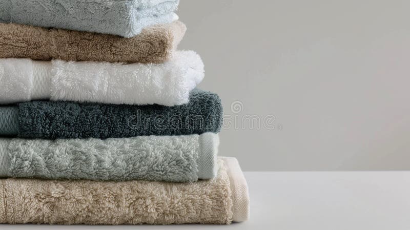 Stack of Soft Towels in Neutral Shades Stock Image - Image of bathroom ...