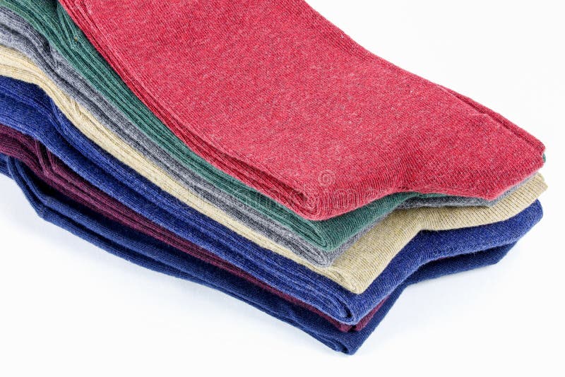 Stack of Solid Colored Socks, Close-up. Isolated on White Background ...