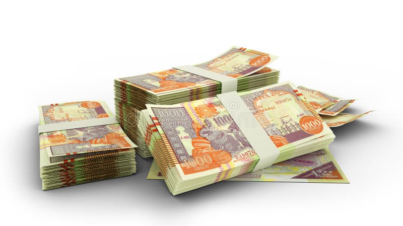 Stack of 1000 Somali Shilling Notes Isolated on Whited Background ...