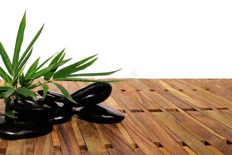 Stack of Spa Hot Stones on Wooden Table Isolated on White Background ...