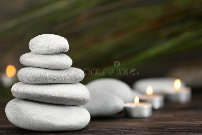 Stack of Spa Stones on Blurred Background Stock Image - Image of ...