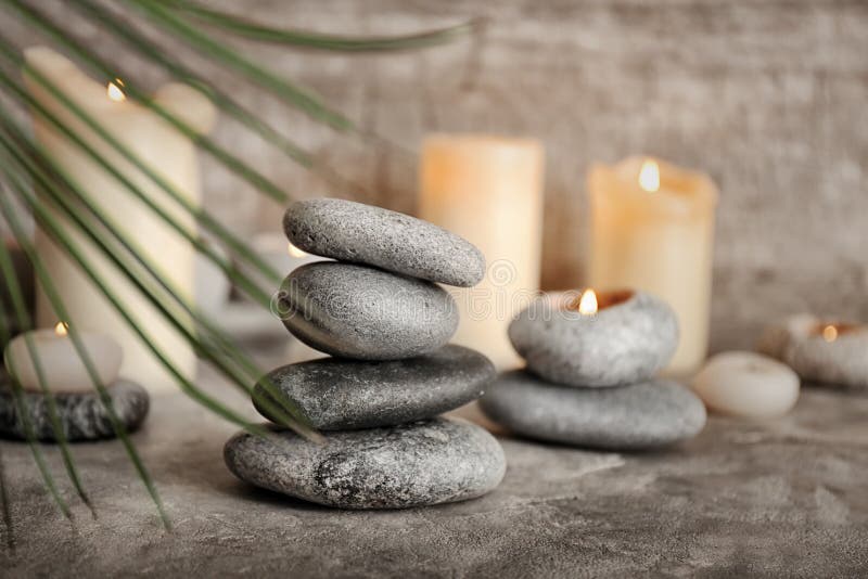 Stack of Spa Stones on Grey Table Stock Photo - Image of relaxation ...