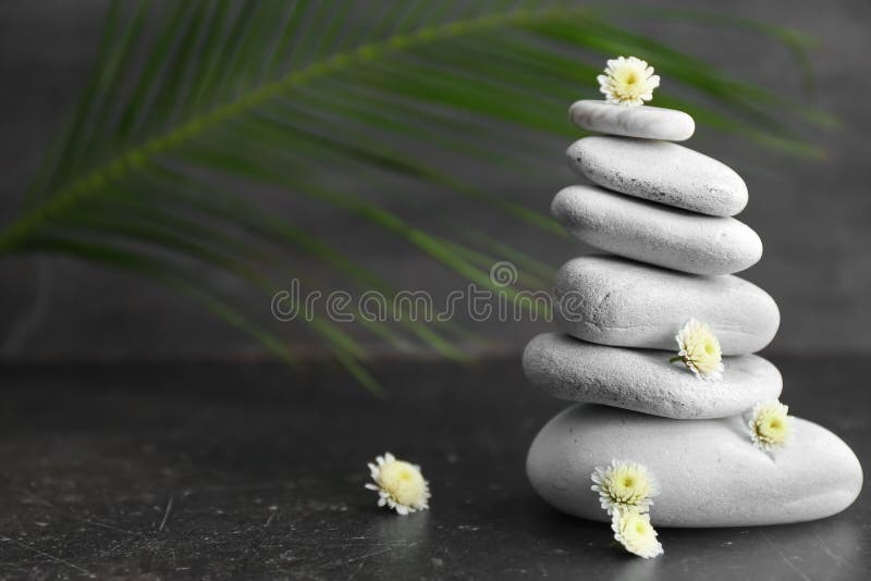 Stack of Spa Stones on Grey Table Stock Photo - Image of lifestyle ...
