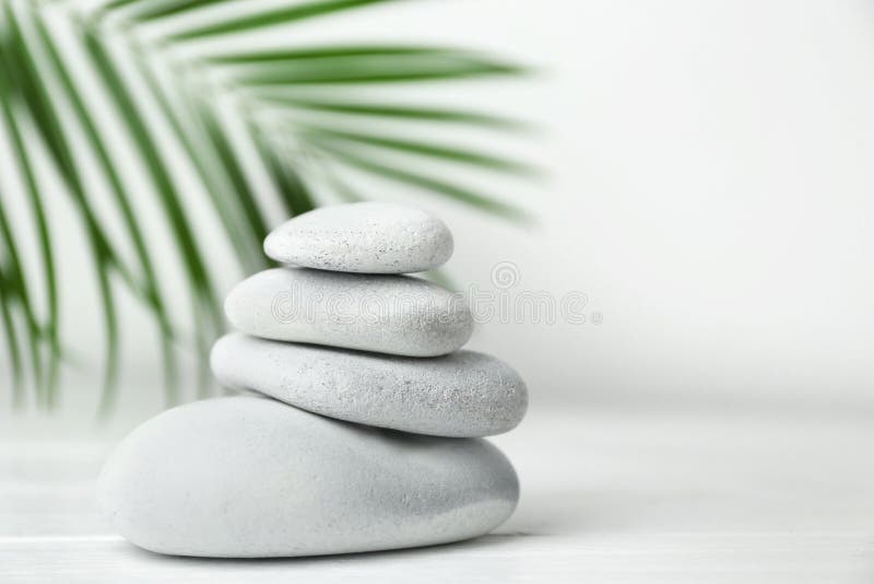 Stack of Spa Stones on White Table Stock Image - Image of asian ...