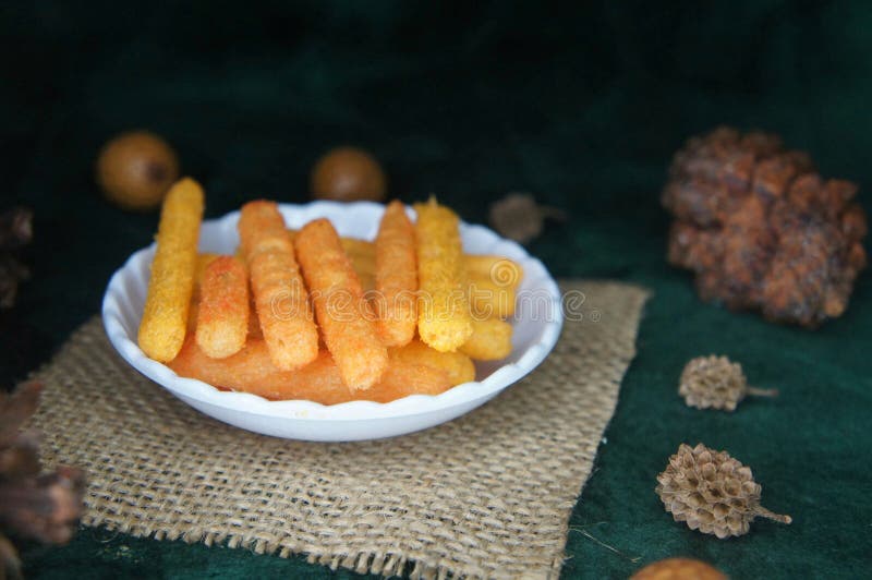 Stack Spicy Corn Stalks in a Container Stock Photo - Image of snacks ...