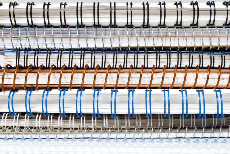 Stack of Spiral Paper Notebooks with Coil Binding Stock Photo - Image of pages, book: 50970736