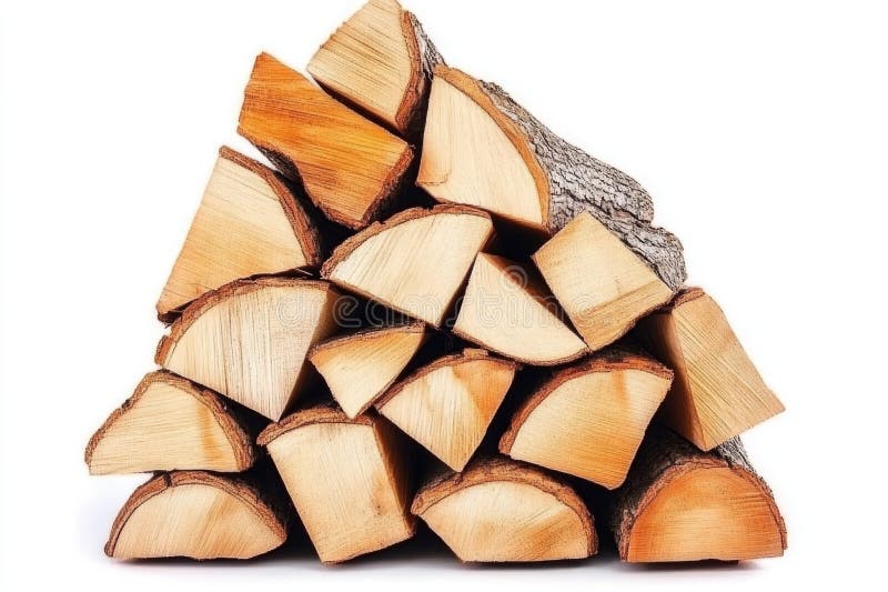 Stack of Split Firewood Pieces Isolated on White Background Stock ...