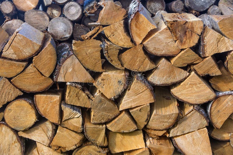 Split Red Oak Logs in a Firewood Pile Stock Photo - Image of winter ...