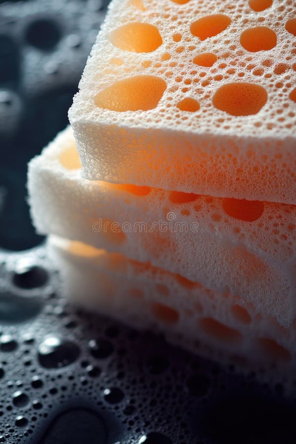 A Stack of Sponges Sitting on a Table Stock Image - Image of generated ...