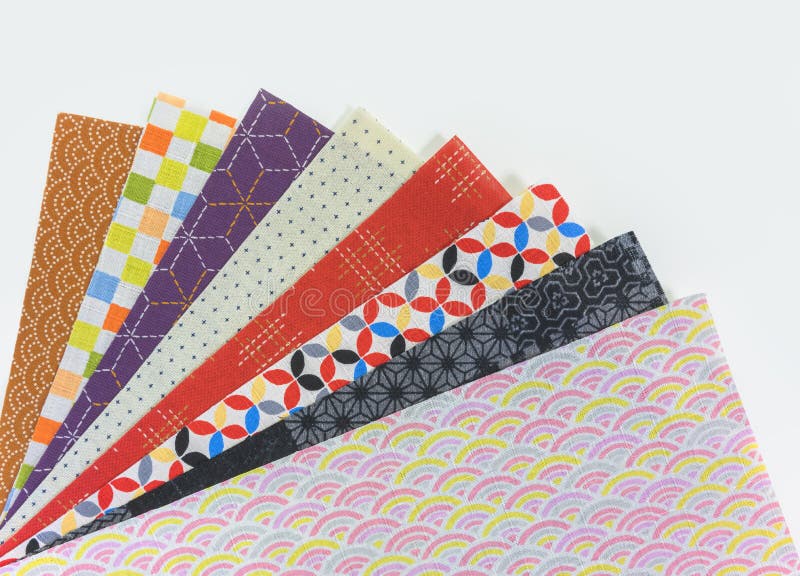 Stack of Spread-out Fabrics with a Range of Traditional Japanese ...