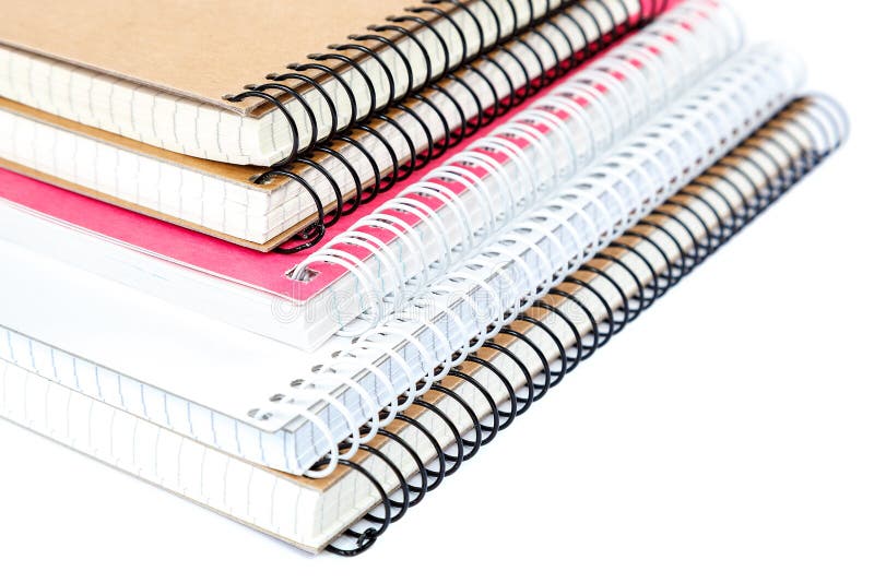 Stack Spring Notebooks Isolated on White Background Stock Image - Image ...