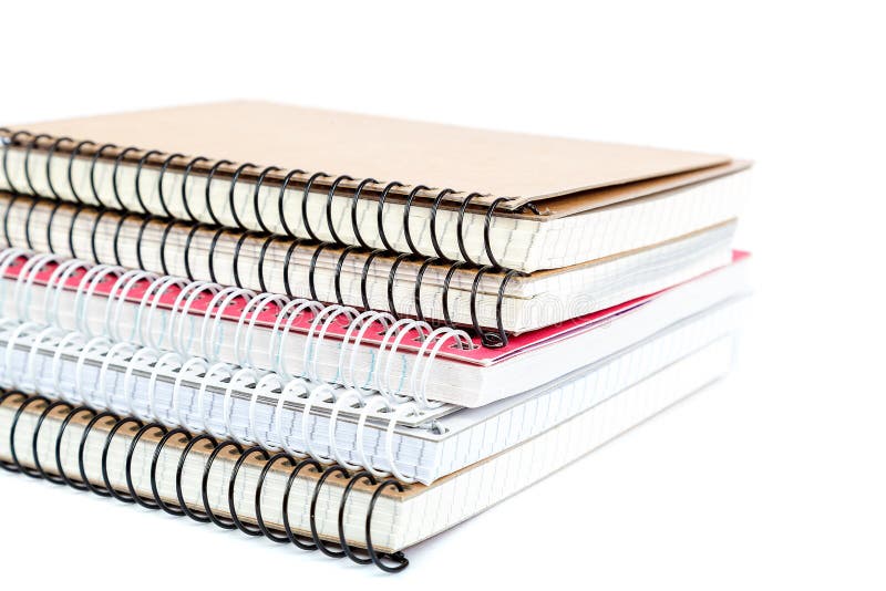 Stack Spring Notebooks Isolated on White Background Stock Image - Image ... Stack Spring Notebooks Isolated on White Background Stock Image - Image ...
