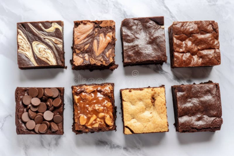 Stack of Square Brownie and Chocolate Brownie Squares Stock ...