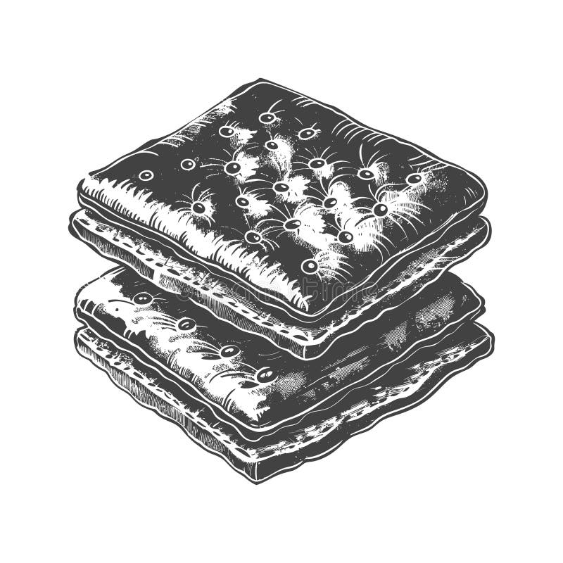 Stack of Delicious Crackers, Hand-Drawn Illustration Stock Vector ...