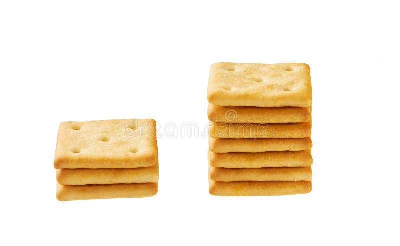 Stack of Square Crackers Isolated on White Background. Crackers Placed ...
