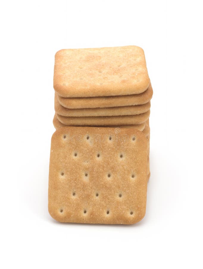 Stack of Square Crackers Isolated on White Background. Dry Cracker ...