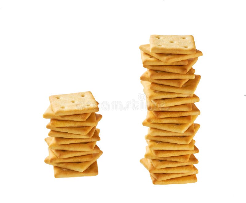 Stack of Square Crackers Isolated on White Background. Crackers Placed ...