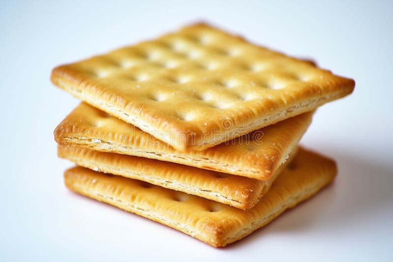 A Stack of Square Crackers on a White Background Ai Photo Stock ...