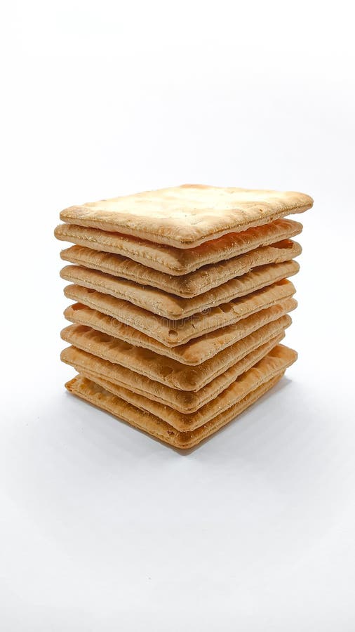 Stack of Square Crackers on a White Background Stock Photo - Image of ...