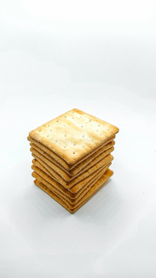 Stack of Square Crackers on a White Background Stock Photo - Image of ...