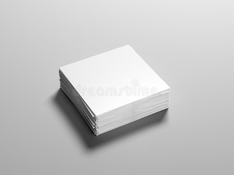 Stack of Square Flyer Mockup, White Sheet of Paper Stock Illustration ...