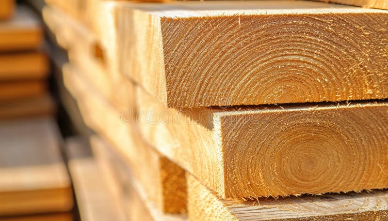 Stack of Square Logs Forming a Woodpile for Construction Industry Stock ...