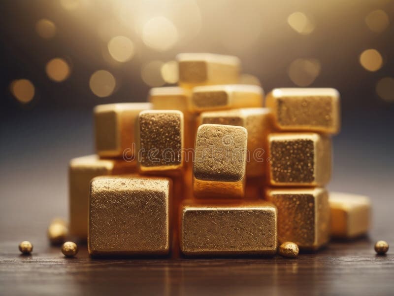 A Stack of Square Objects with a Gold Color. Stock Image - Image of ...
