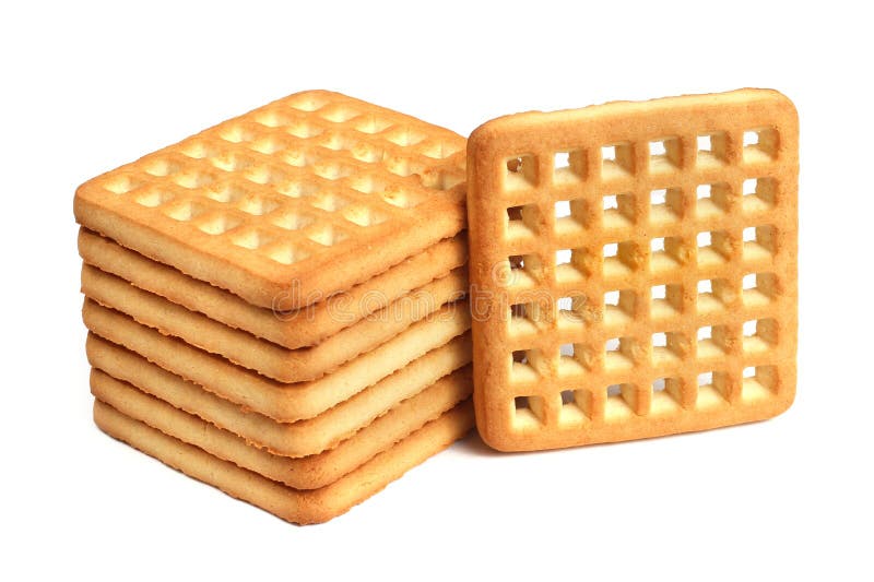 A Stack of Square-shaped Cookies on a White Background. Stock Photo ...