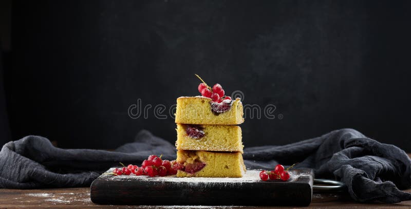 Stack of Square Slices of Baked Plum Biscuit Cake Stock Image - Image ...