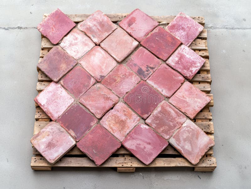 Stack of Square Terracotta Tiles on a Wooden Pallet. Stock Illustration ...