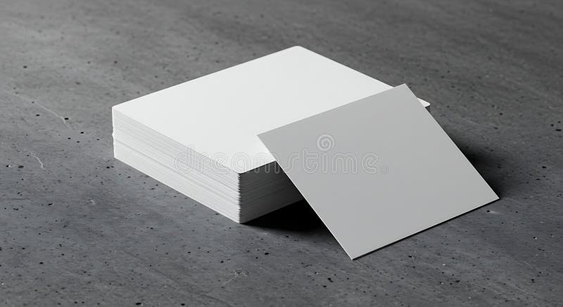 Stack of Square White Cards on Textured Concrete Surface, Monochrome ...