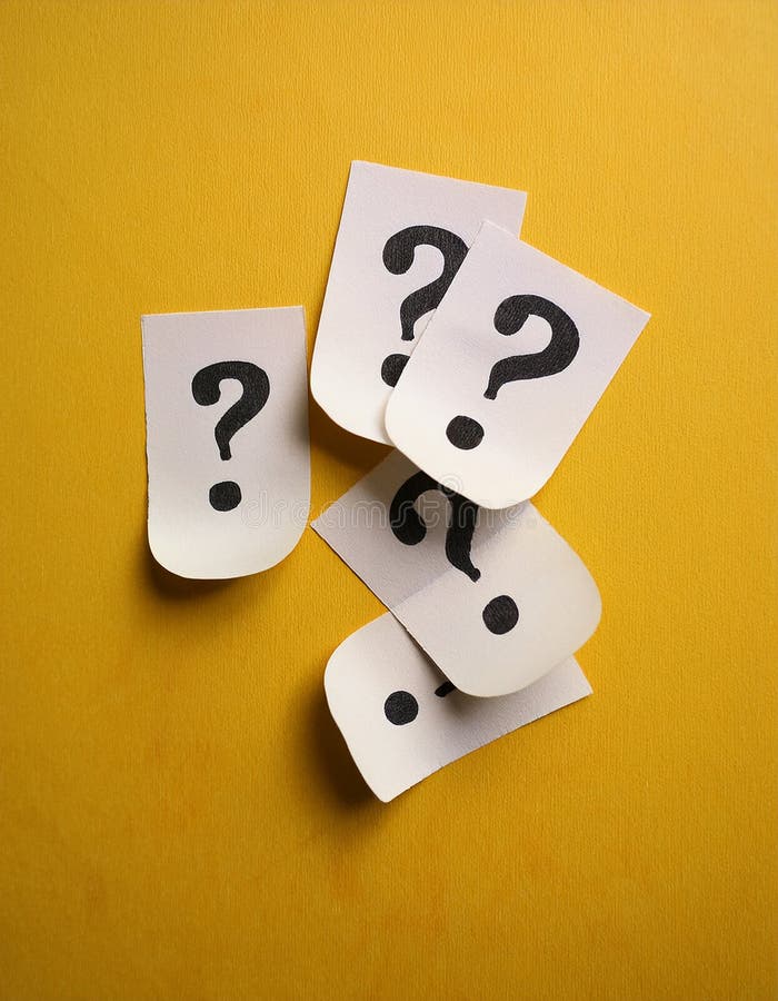 Paper Notes with Question Marks on Yellow Background, Flat Lay. Space ...
