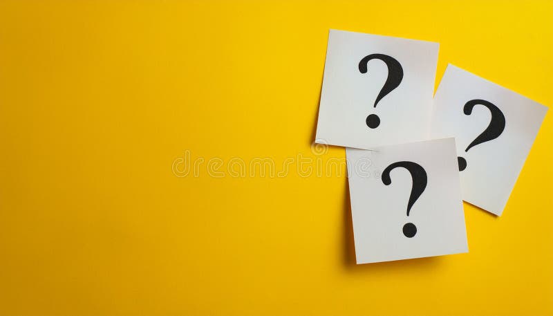 Paper Notes with Question Marks on Yellow Background, Flat Lay. Space ...