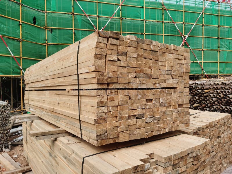 Stack of Square Wood Planks Stock Image - Image of home, improvement ...