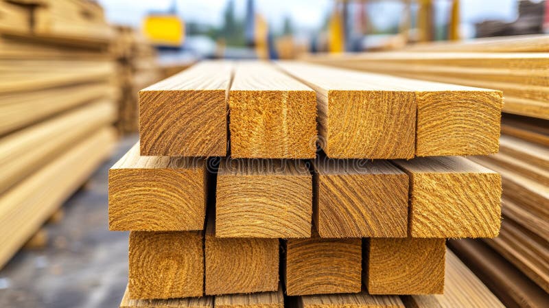 Stack of Squared Timber, Lumber, Wood, or Planks for Construction ...