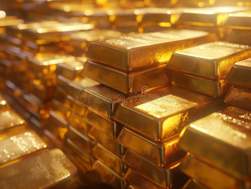 Stack of stacked gold bars stock image. Image of precious - 309285333