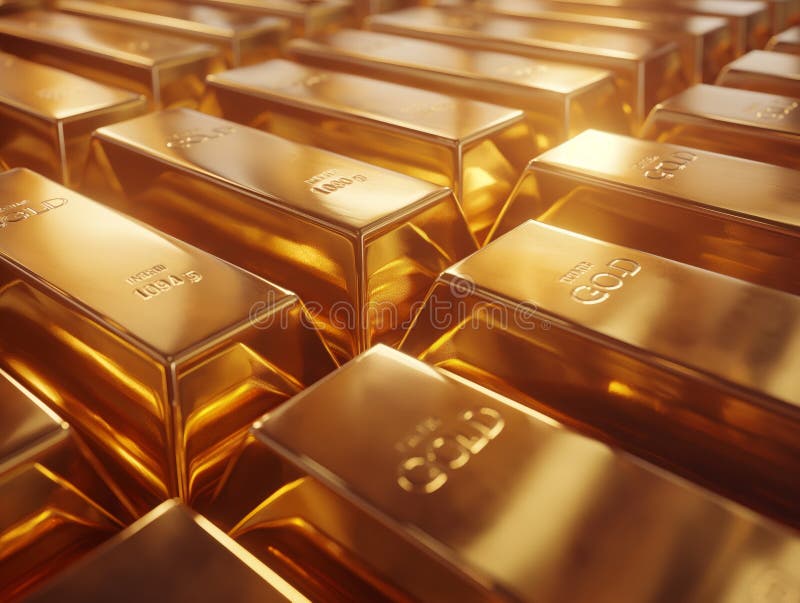Stack of stacked gold bars stock image. Image of gold - 309281661