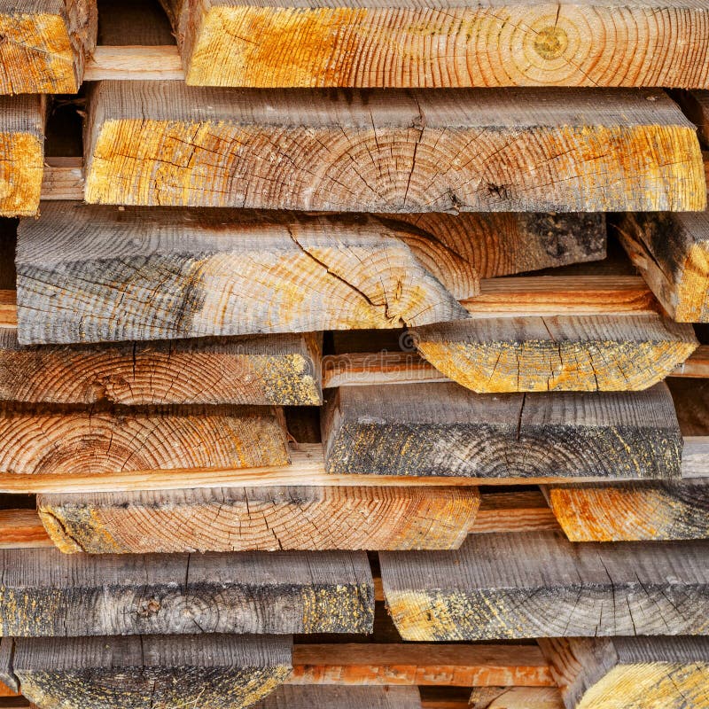 Stack of Stacked Lumber. Dried Wood Boards with a Crack Stock Image ...