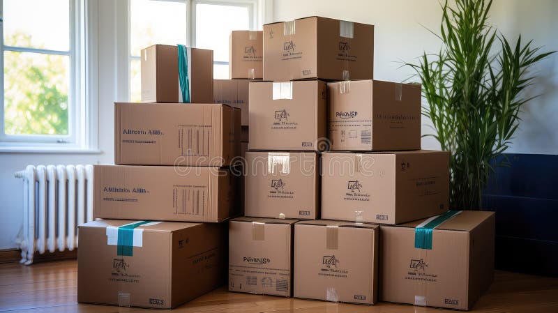 Stack stacked moving boxes stock illustration. Illustration of shipment ...