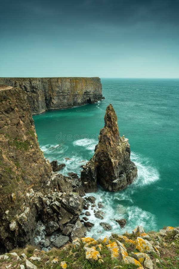Stack at Stackpole, Pembrokeshire Stock Image - Image of stack, nature ...